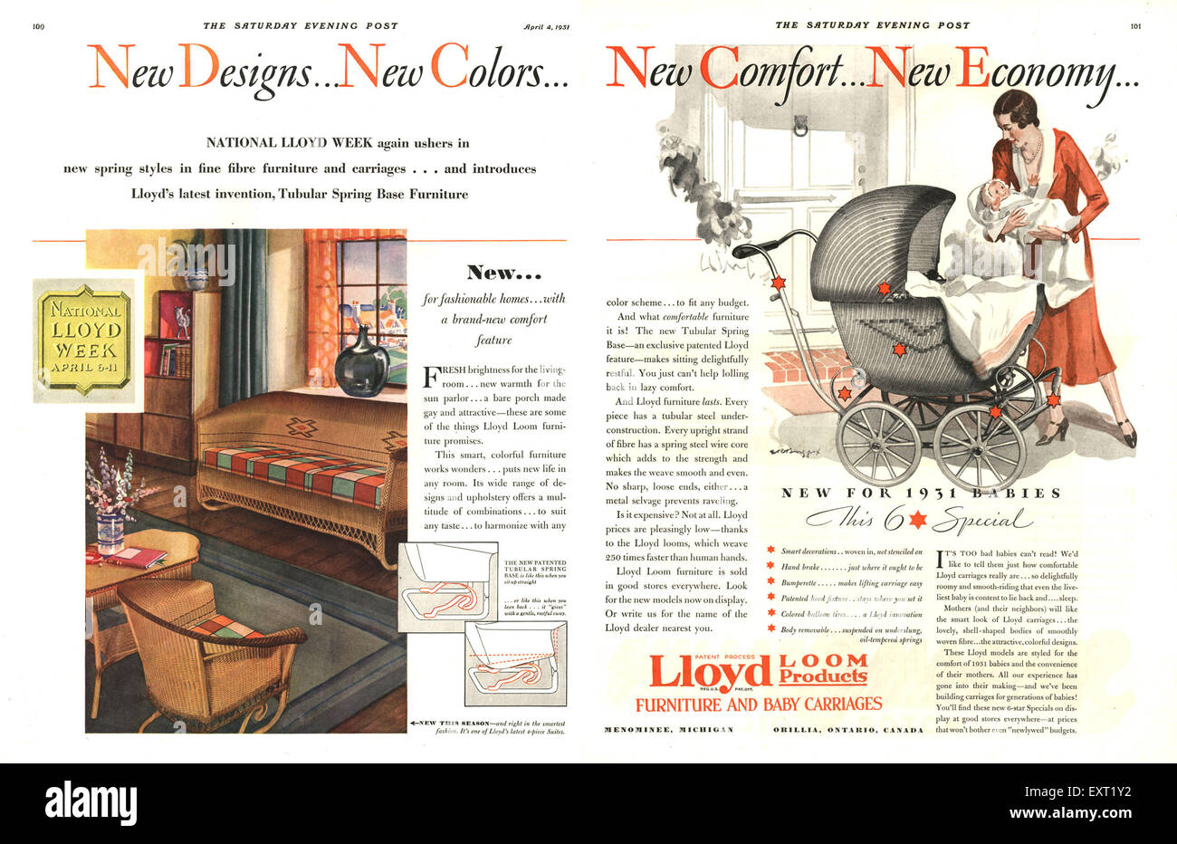 1930s USA Lloyd Loom Magazine Advert Stock Photo - Alamy