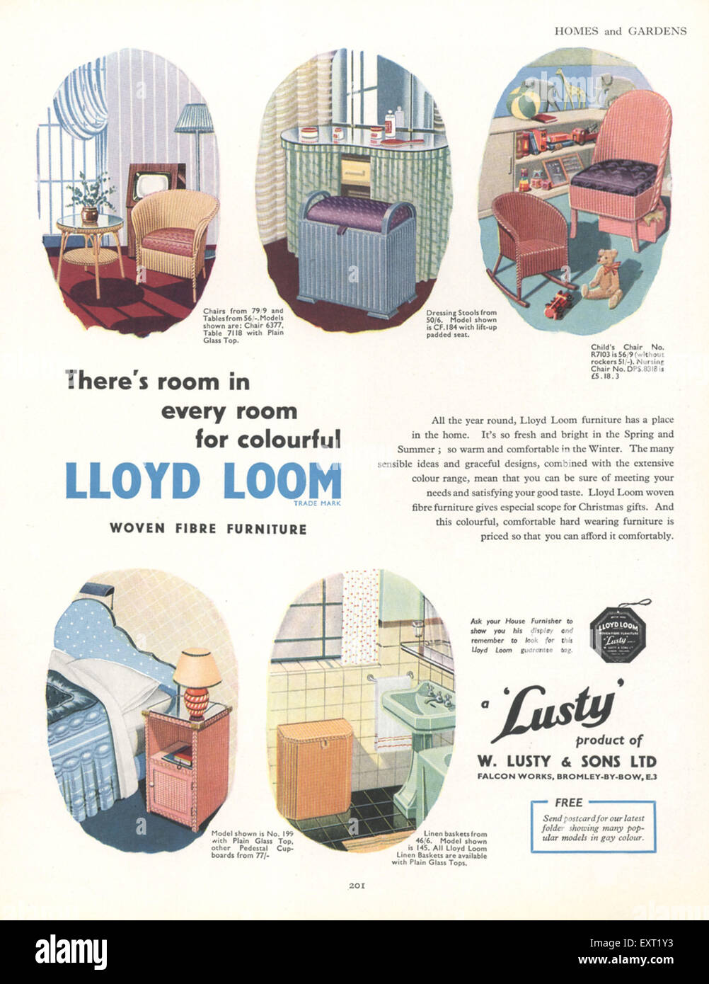 1950s UK Lloyd Loom Magazine Advert Stock Photo - Alamy