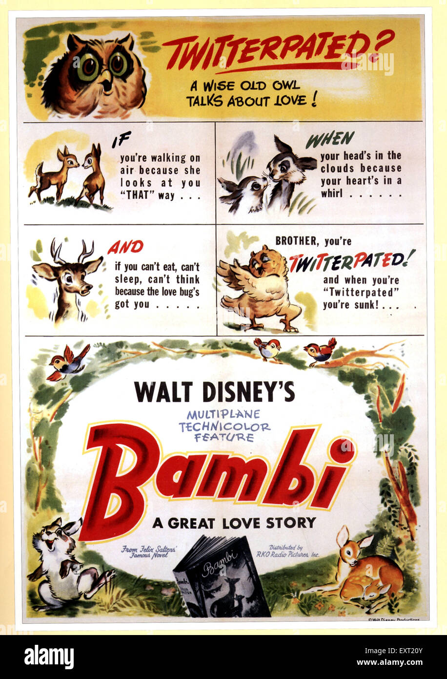 1940s USA Walt Disney's Bambi Film Poster Stock Photo - Alamy