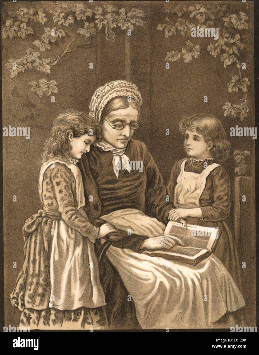 1880s UK Grandparents Reading Magazine Advert (detail Stock Photo - Alamy