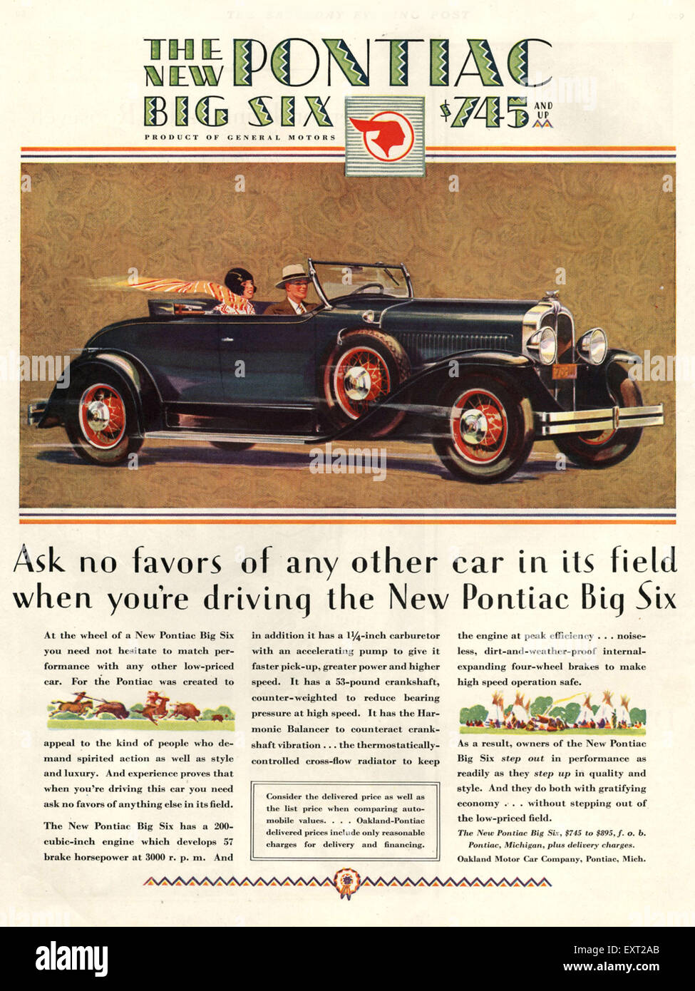 1920s USA Pontiac Magazine Advert Stock Photo - Alamy