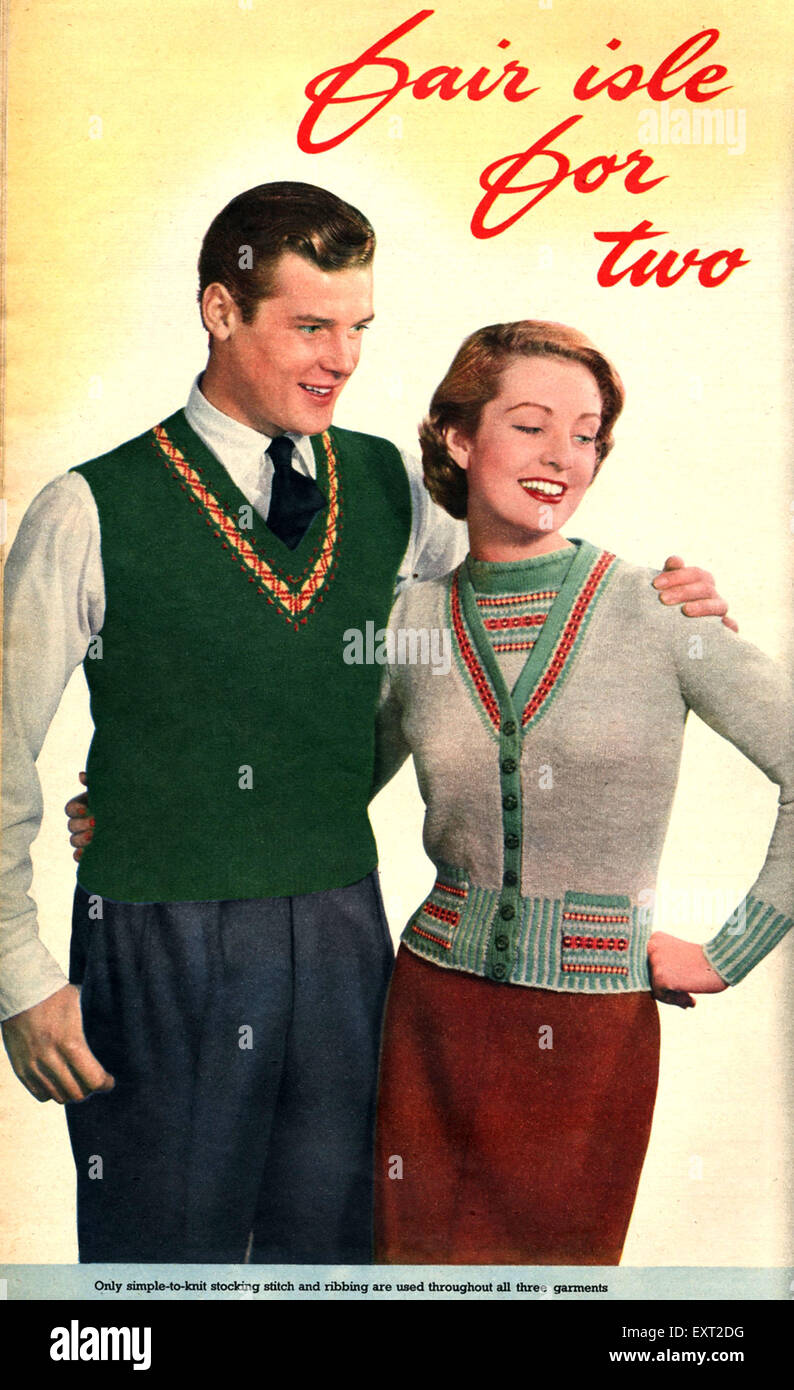 1950s UK Unisex Knitting Patterns Stock Photo - Alamy