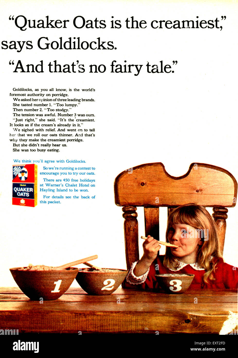 1960s UK Quaker Oats Magazine Advert Stock Photo - Alamy