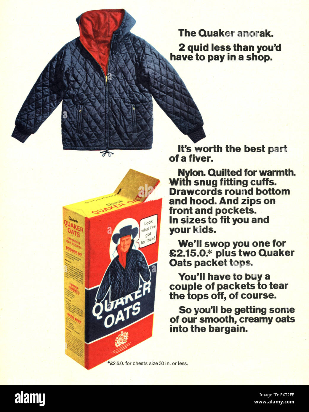 1960s UK Quaker Oats Magazine Advert Stock Photo - Alamy