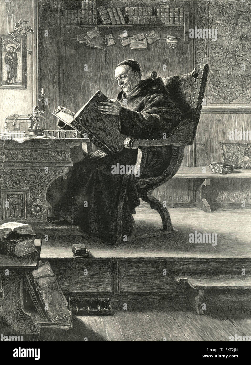 1890s UK Reading Books NLI Magazine Plate Stock Photo - Alamy