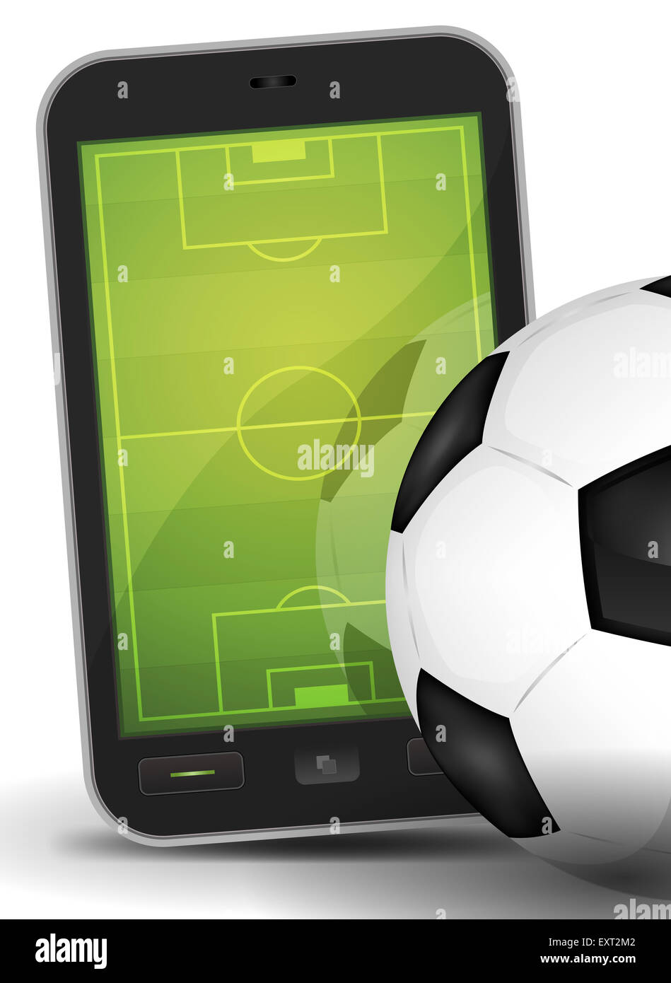 Illustration of a mobile touchscreen phone with a competition stadium ...