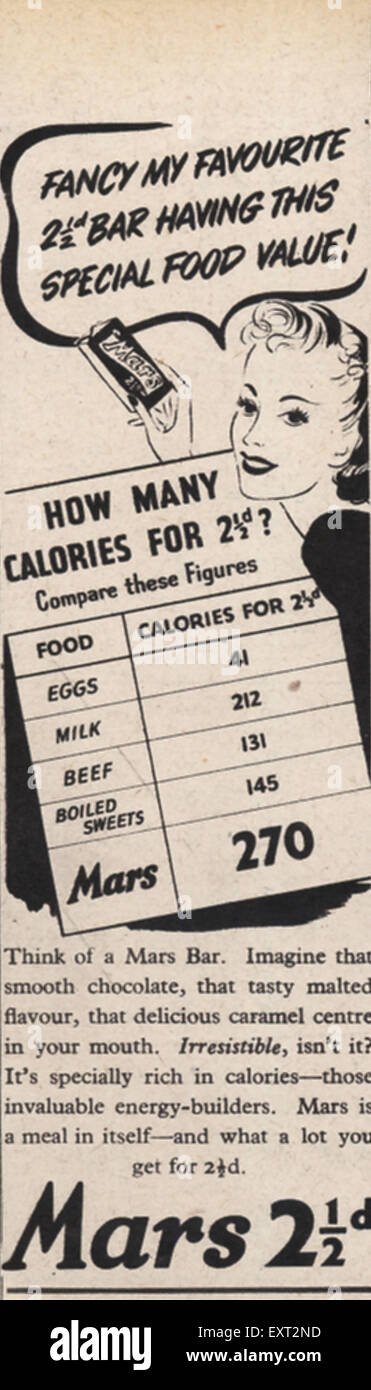 1940s UK Mars Magazine Advert Stock Photo - Alamy