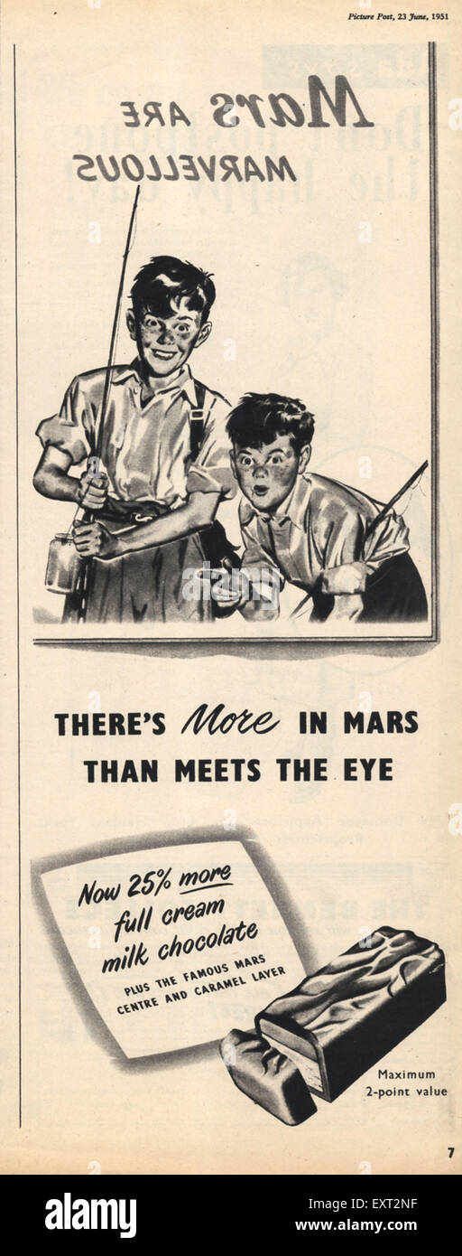1950s UK Mars Magazine Advert Stock Photo - Alamy