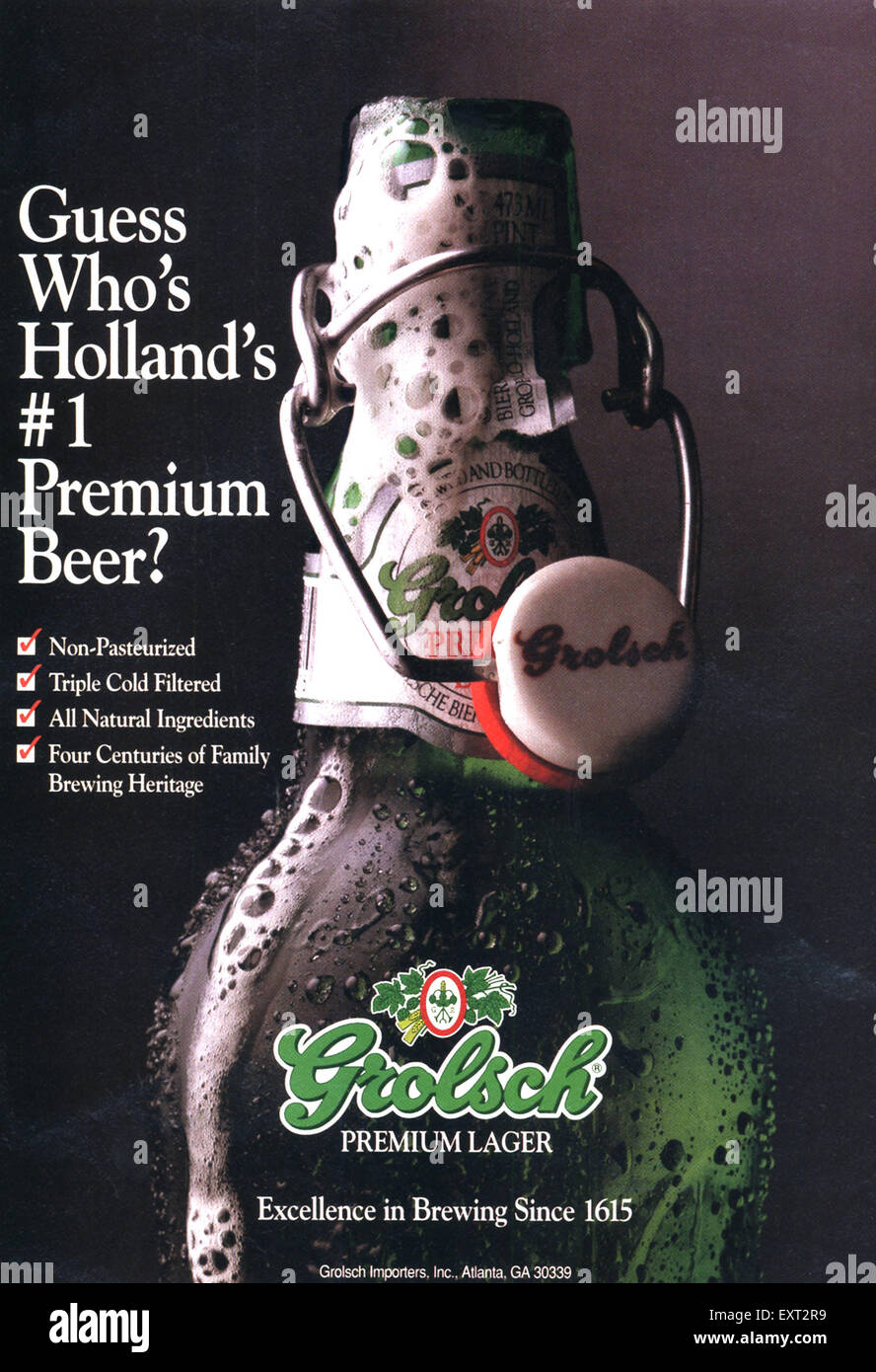1990s UK Grolsch Magazine Advert Stock Photo - Alamy