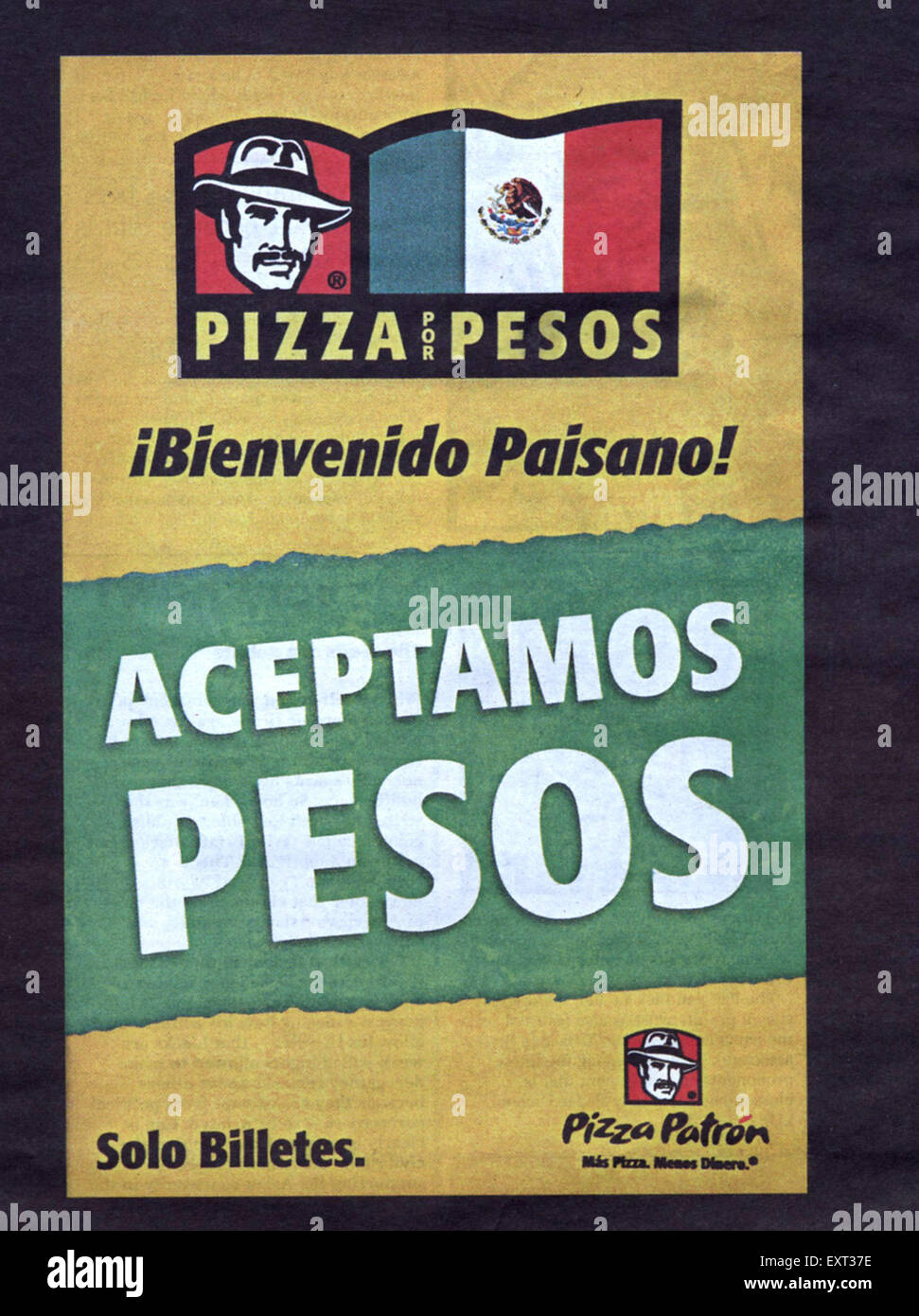 1990s Mexico Pizza Patron Magazine Advert Stock Photo - Alamy