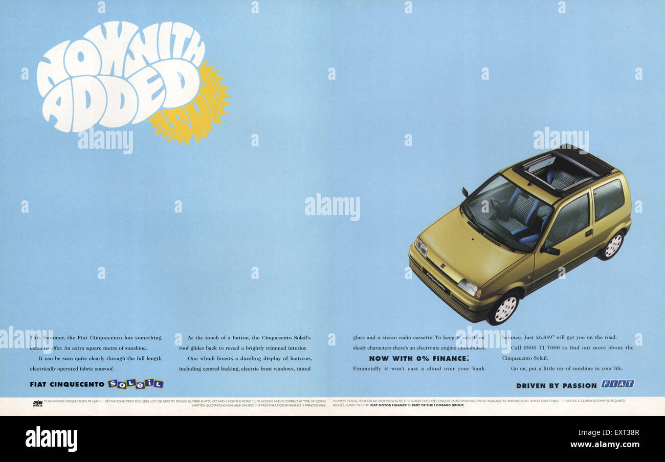 1990s UK Fiat Magazine Advert Stock Photo - Alamy
