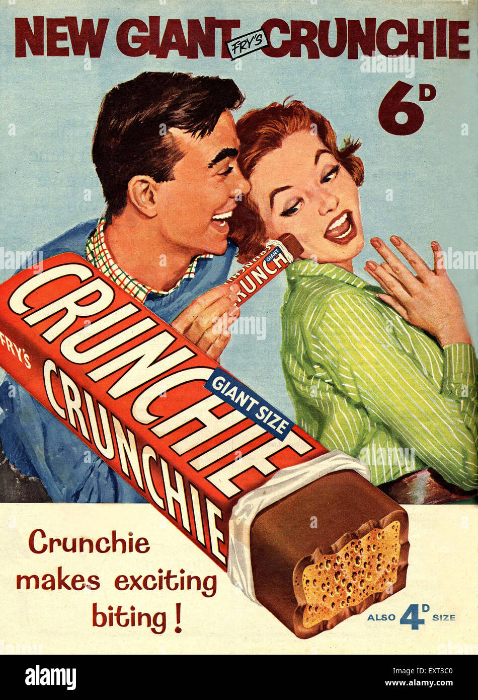 1950s UK Crunchie Magazine Advert Stock Photo - Alamy