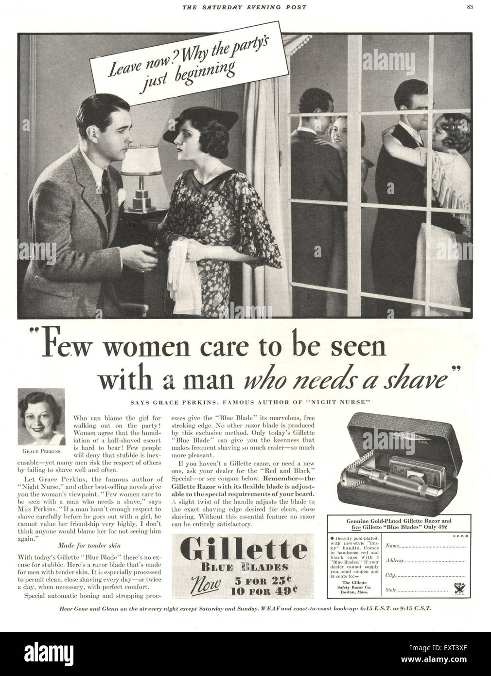 1930s USA Gillette Magazine Advert Stock Photo - Alamy