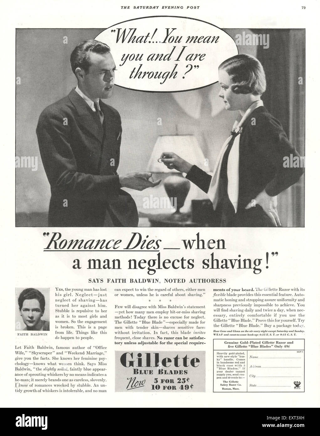 1930s USA Gillette Magazine Advert Stock Photo - Alamy