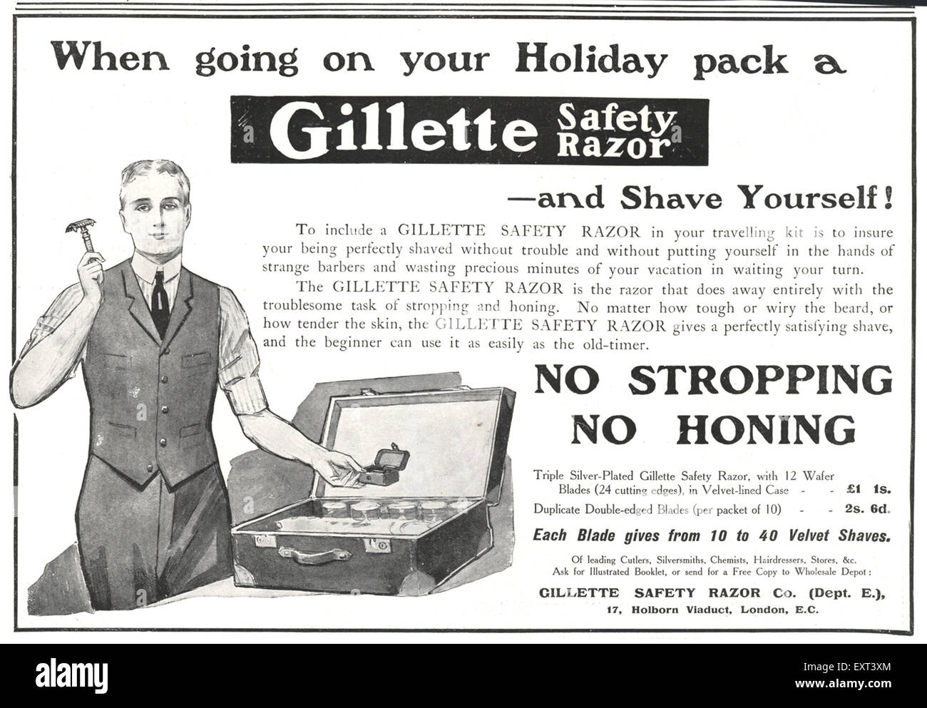 1900s UK Gillette Magazine Advert Stock Photo - Alamy