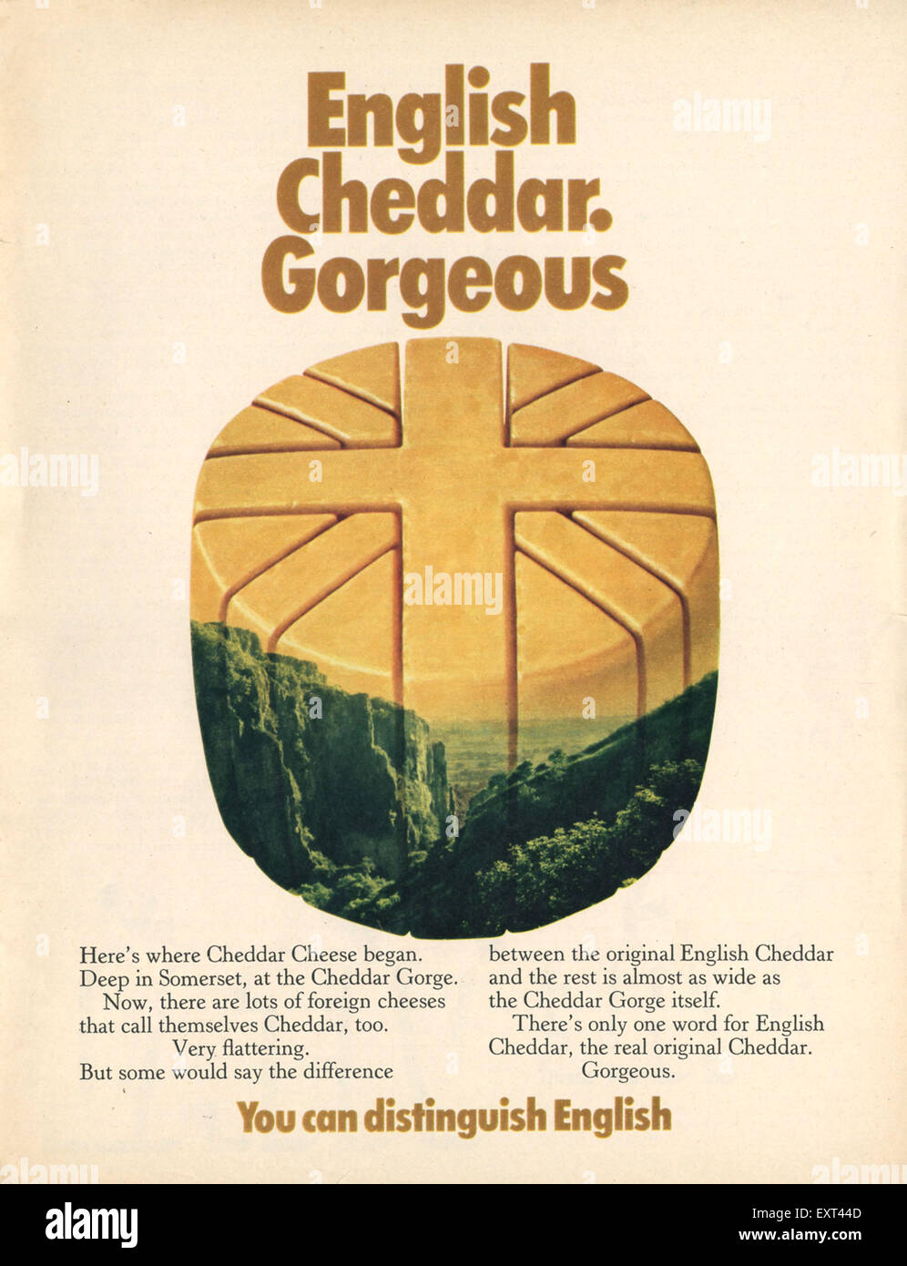1970s UK English Cheddar Magazine Advert Stock Photo - Alamy