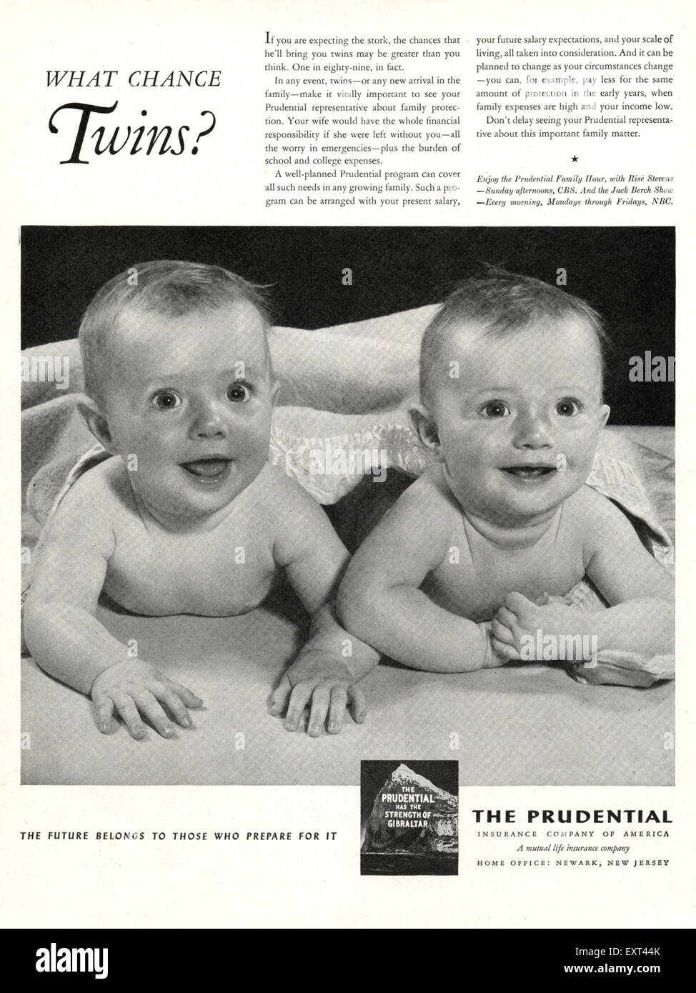 1950s USA The Prudential Magazine Advert Stock Photo - Alamy