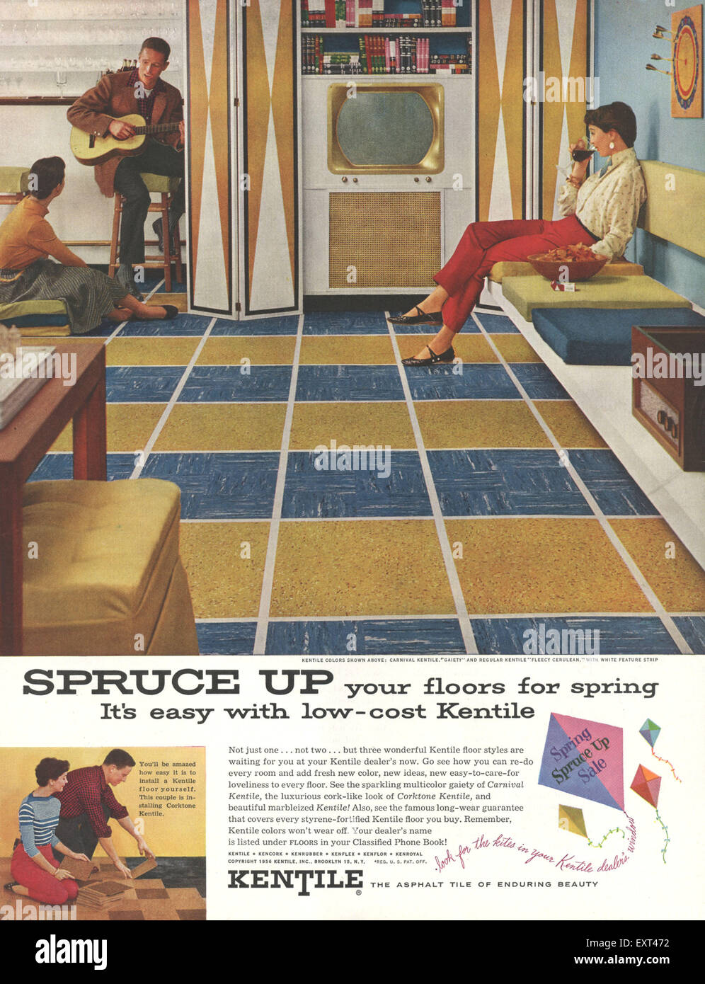 1950s USA Kentile Magazine Advert Stock Photo - Alamy