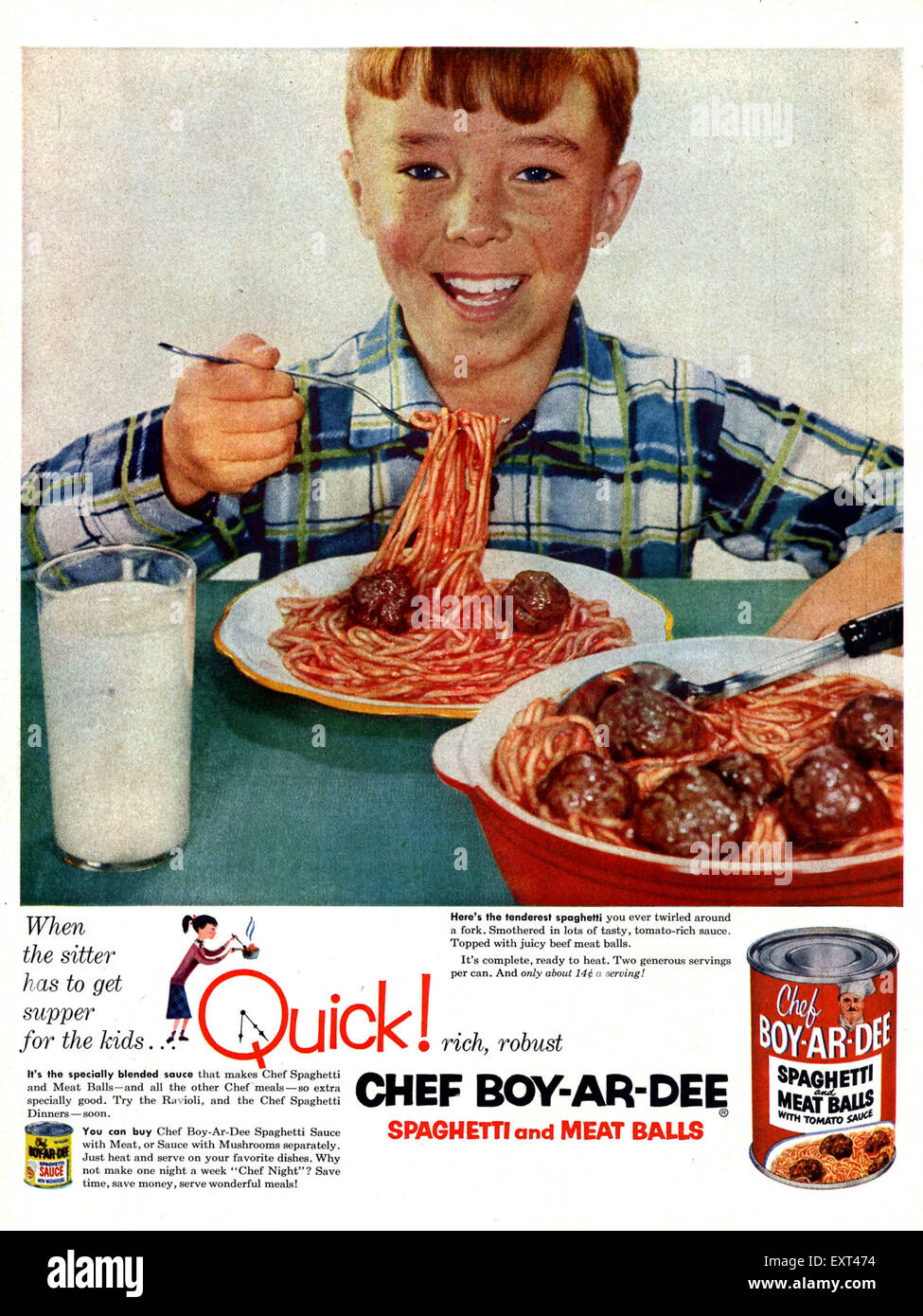 1950s USA Chef Boy-Ar-Dee Magazine Advert Stock Photo - Alamy