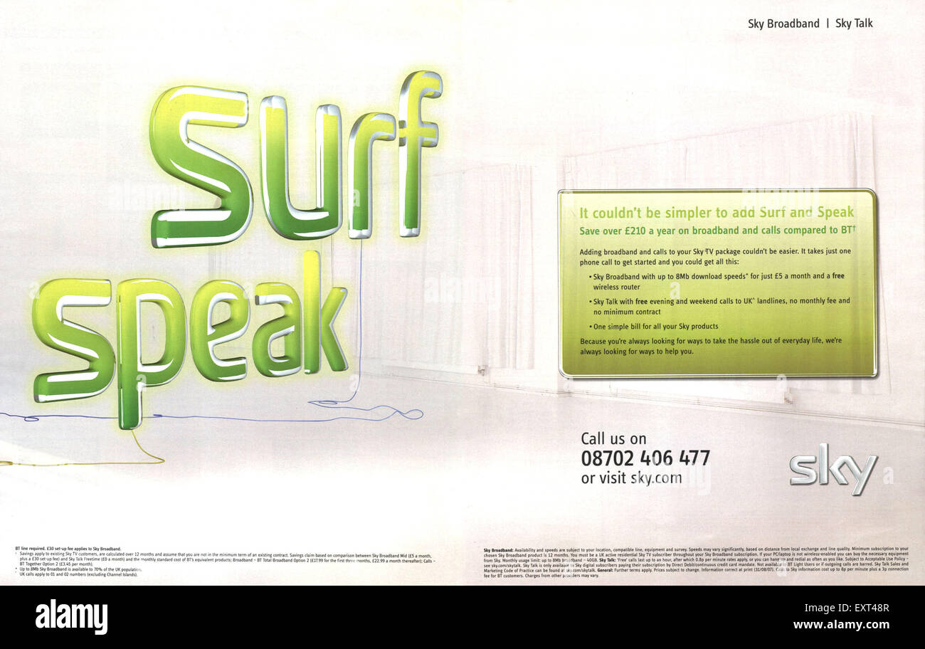 2000s UK Sky Magazine Advert Stock Photo - Alamy