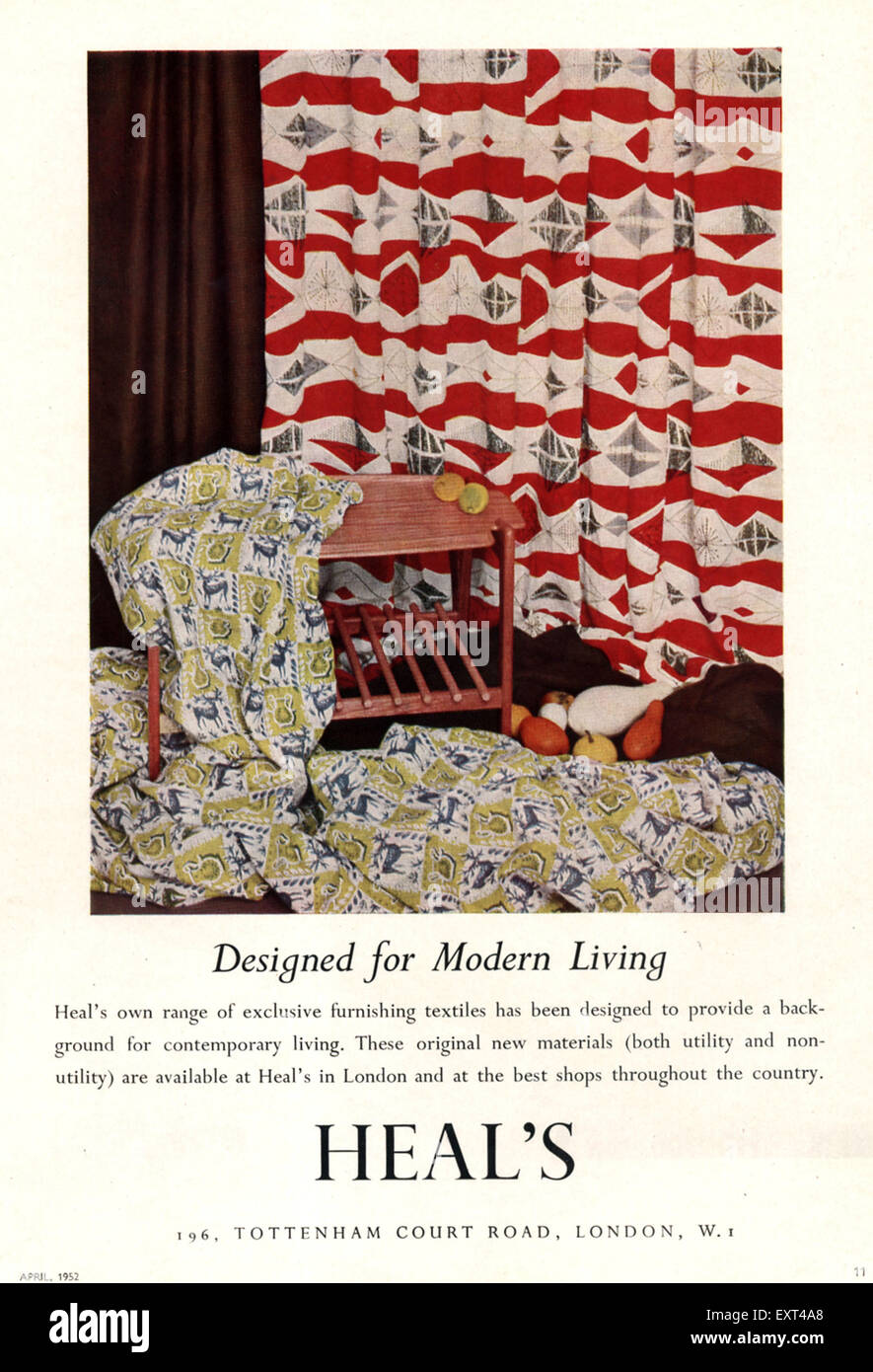 1950s UK Heal's Magazine Advert Stock Photo - Alamy