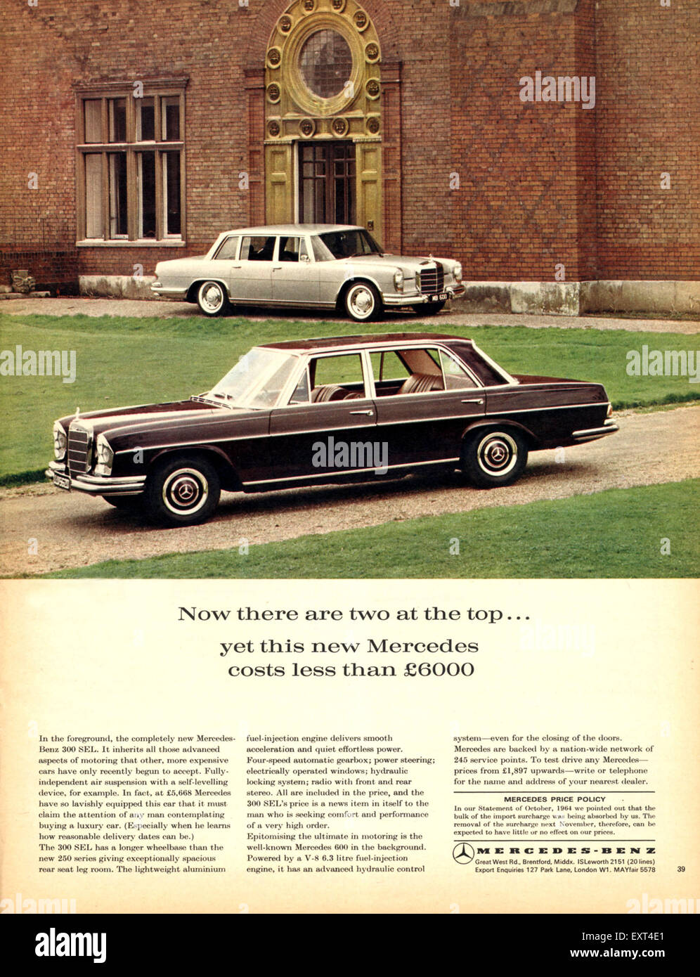 1960s UK Mercedes Magazine Advert Stock Photo - Alamy