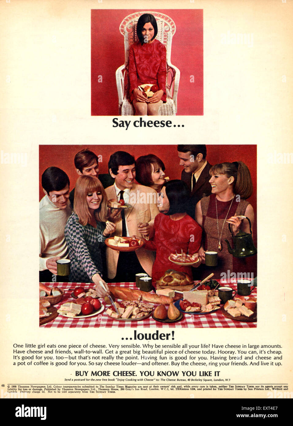 1960s UK Cheese and Wine Party Magazine Advert Stock Photo - Alamy