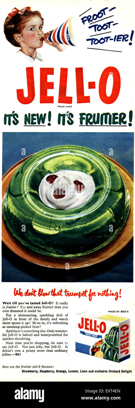 1950s UK Jello Magazine Advert Stock Photo - Alamy