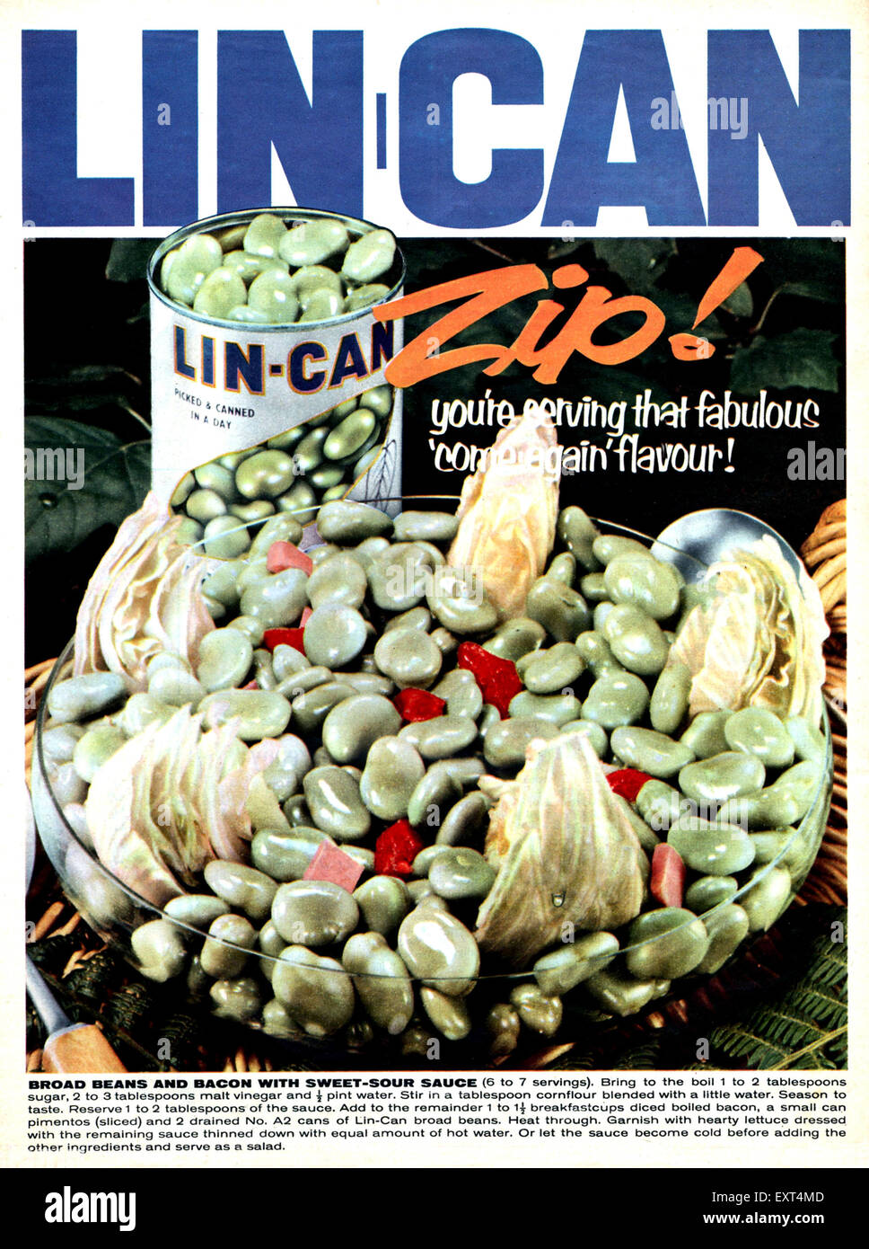 1960s UK Lin-Can Magazine Advert Stock Photo - Alamy