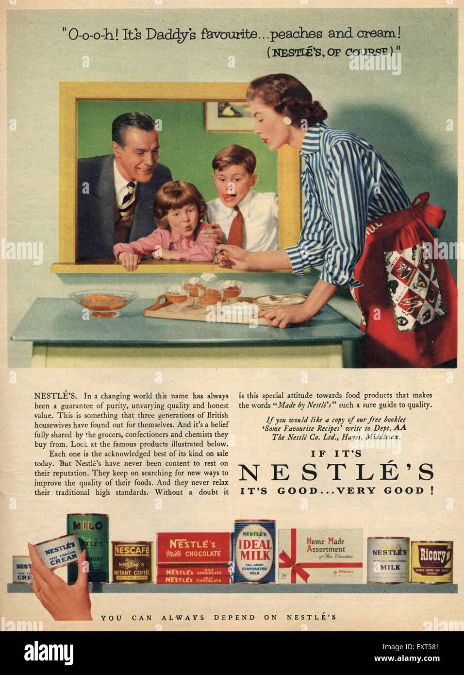 1950s UK Nestle's Magazine Advert Stock Photo - Alamy