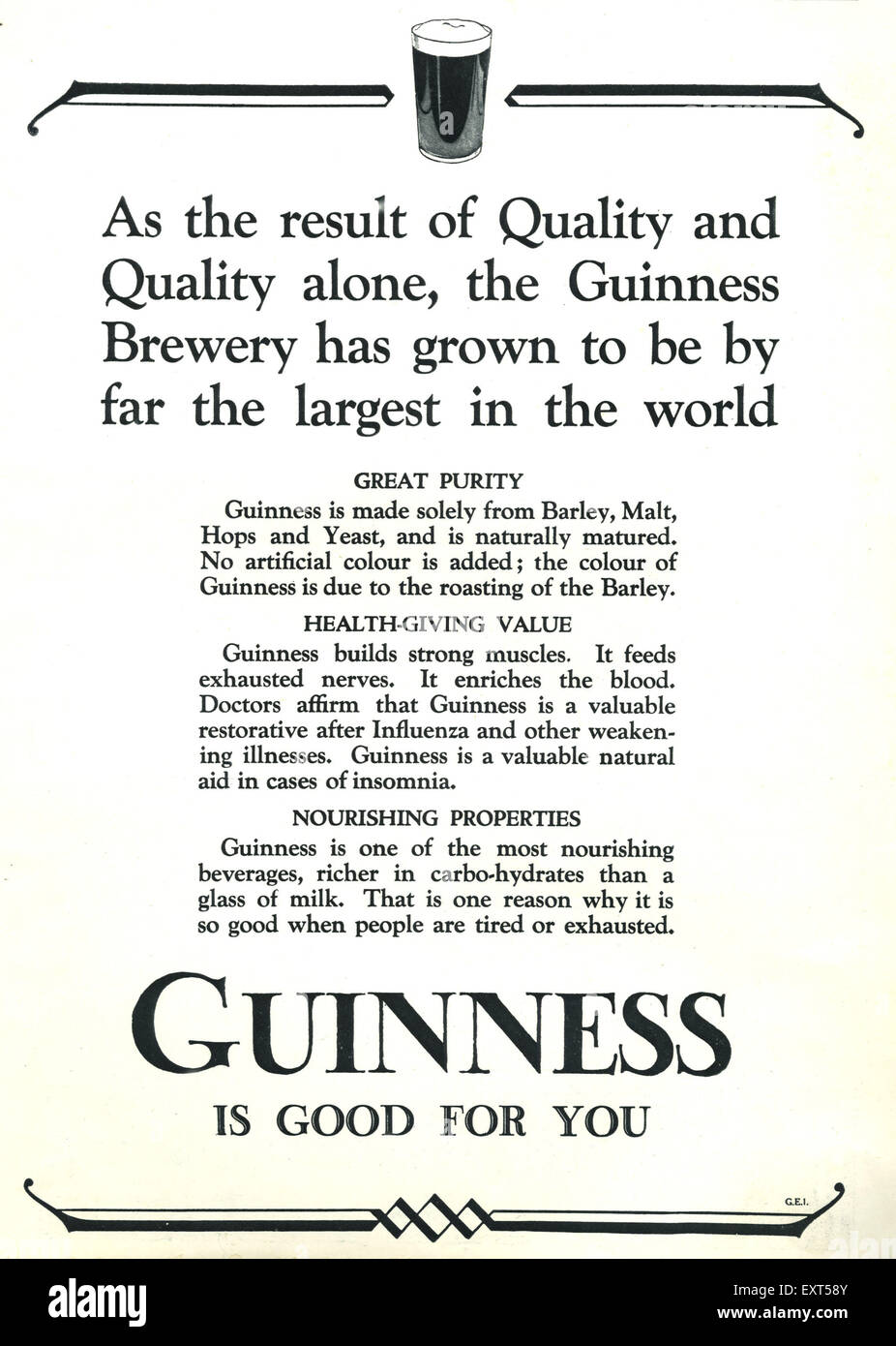 1920s UK Guinness Magazine Advert Stock Photo - Alamy
