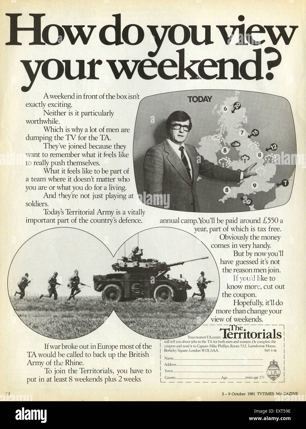 1980s UK Territorial Army Magazine Advert Stock Photo - Alamy