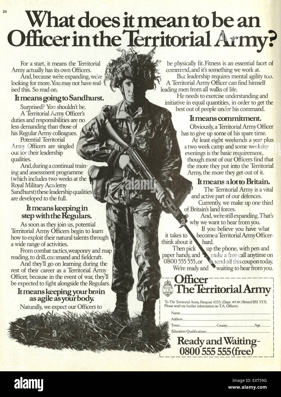 1980s UK Territorial Army Magazine Advert Stock Photo - Alamy