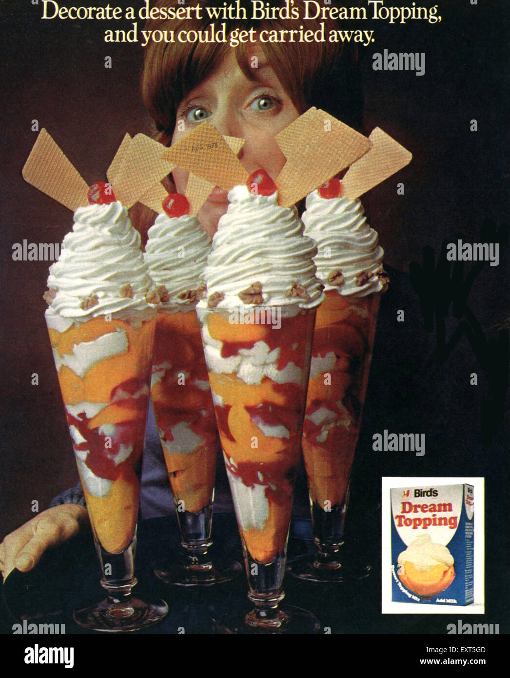 1970s UK Bird's Dream Topping Magazine Advert Stock Photo - Alamy