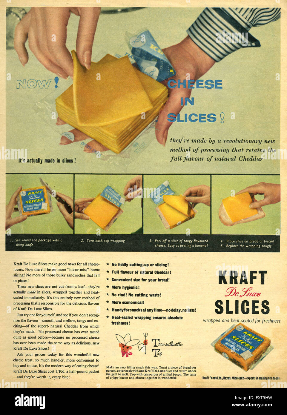 1950s UK Kraft Magazine Advert Stock Photo - Alamy