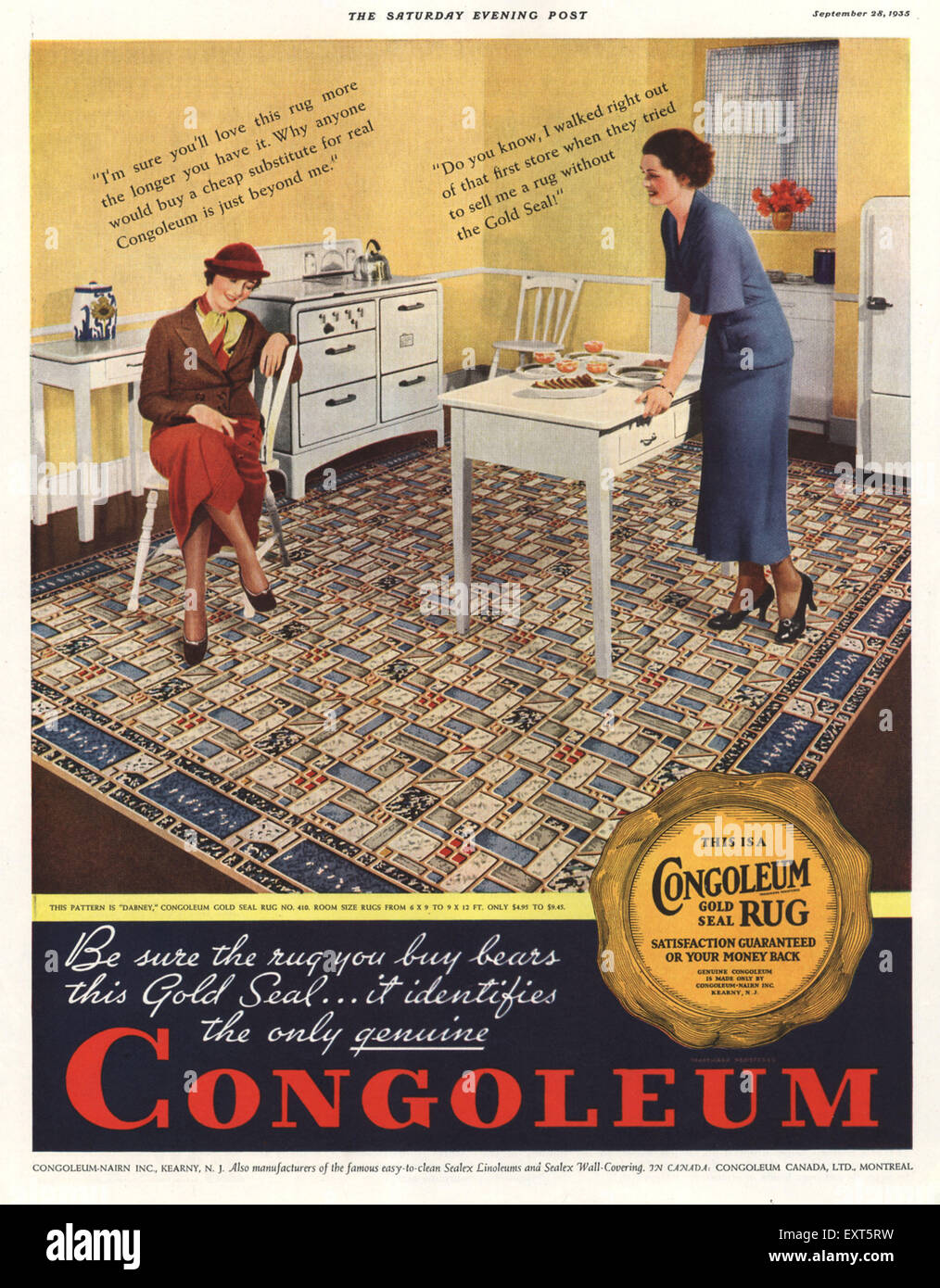 1930s USA Congoleum Magazine Advert Stock Photo - Alamy
