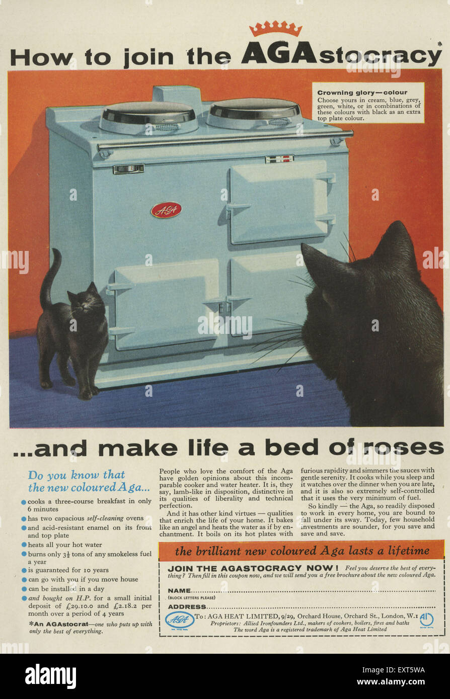 1950s UK Aga Magazine Advert Stock Photo - Alamy