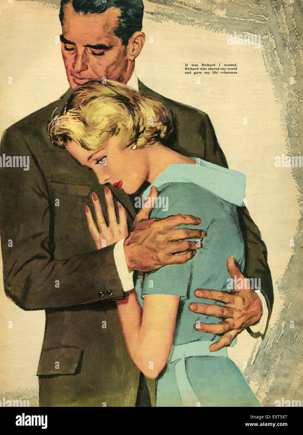 1950s UK Hugging Couples Magazine Plate Stock Photo - Alamy