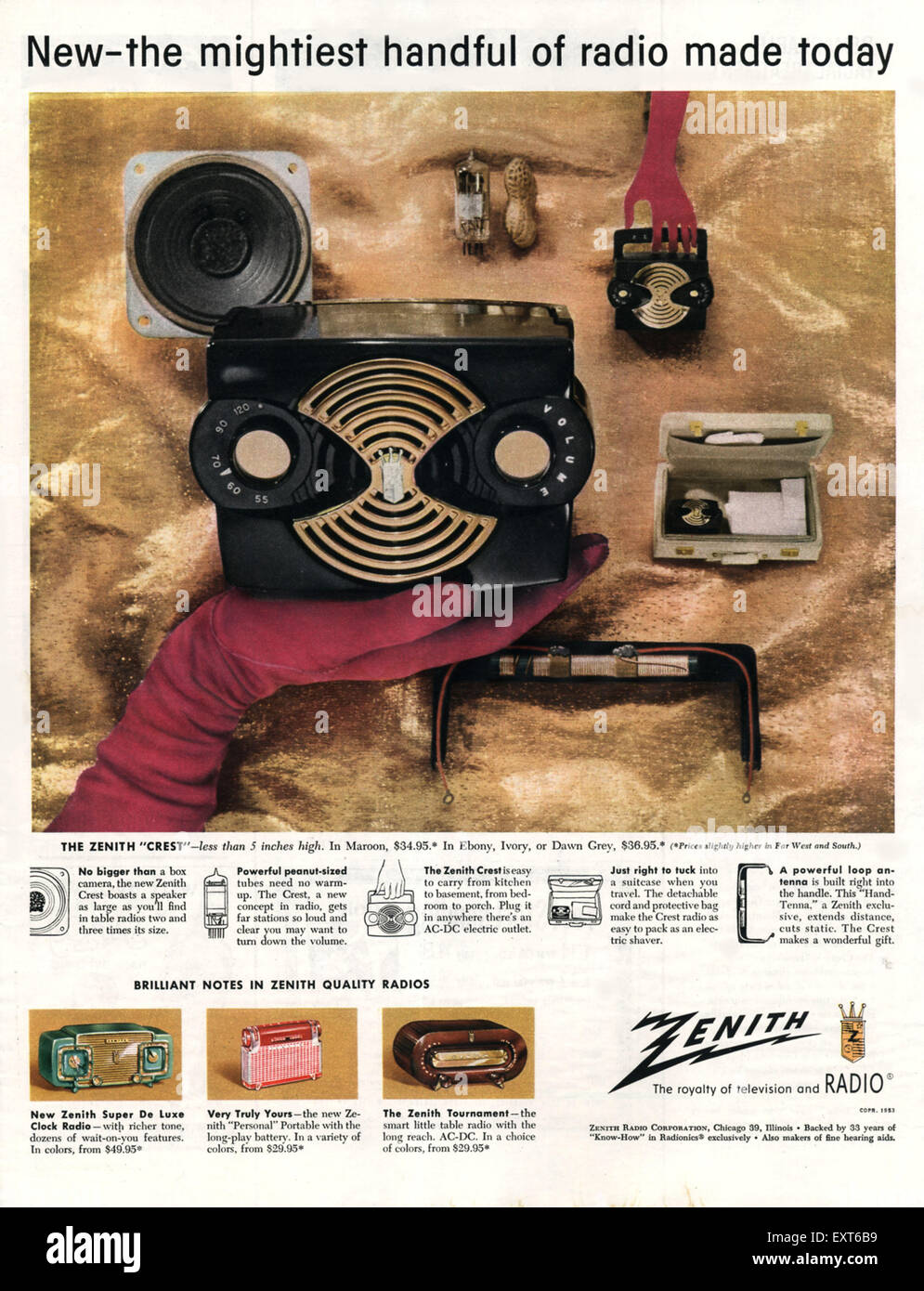 1950s USA Zenith Magazine Advert Stock Photo - Alamy