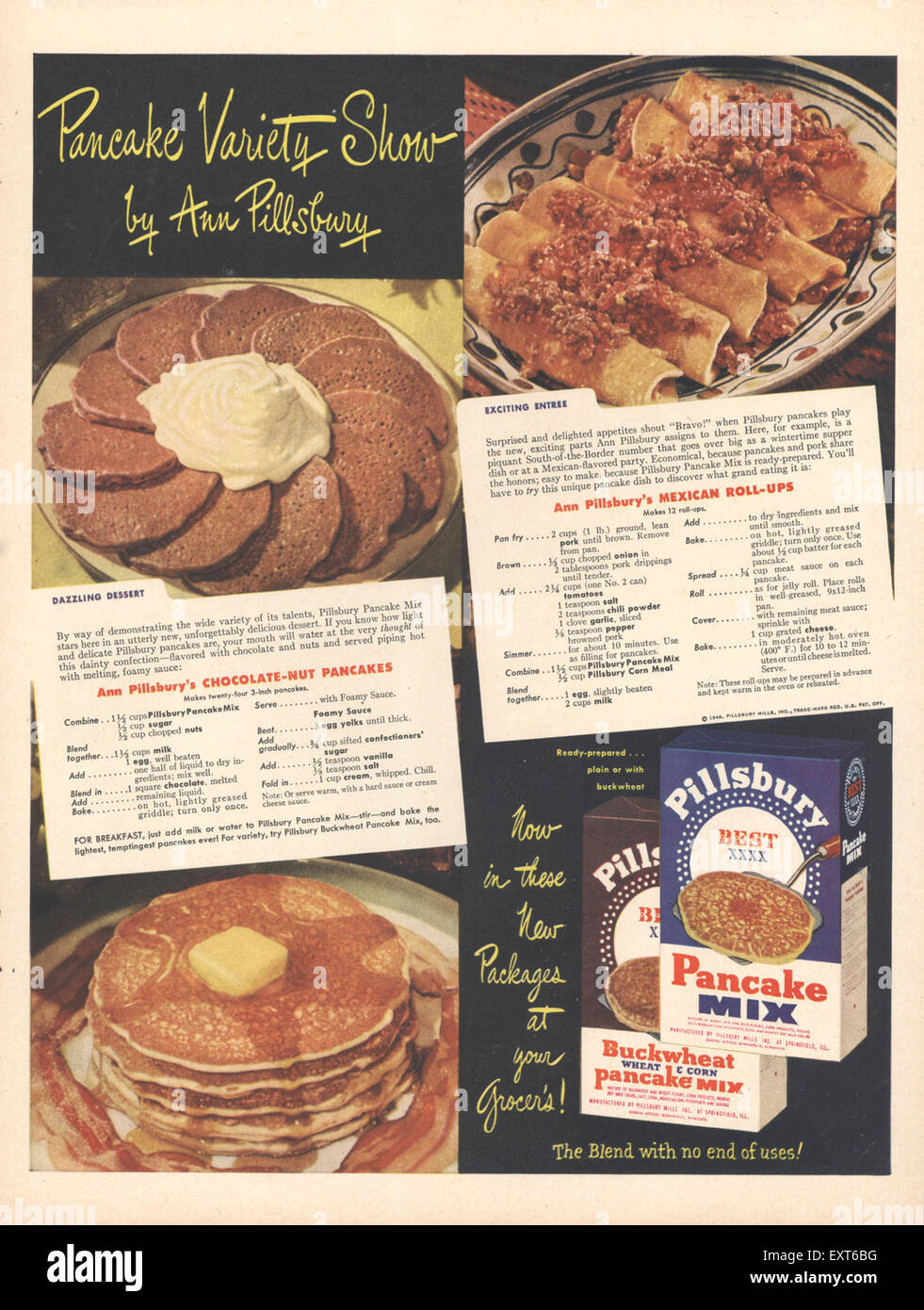 1950s USA Pillsbury's Pancakes Mix Magazine Advert Stock Photo - Alamy