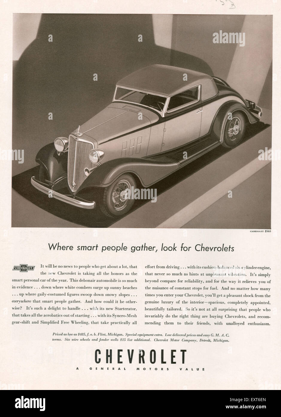 1930s USA Chevrolet Magazine Advert Stock Photo - Alamy