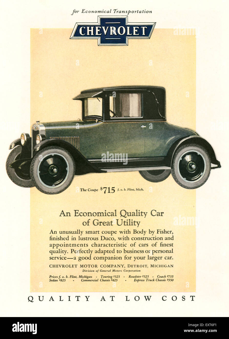 1920s USA Chevrolet Magazine Advert Stock Photo - Alamy