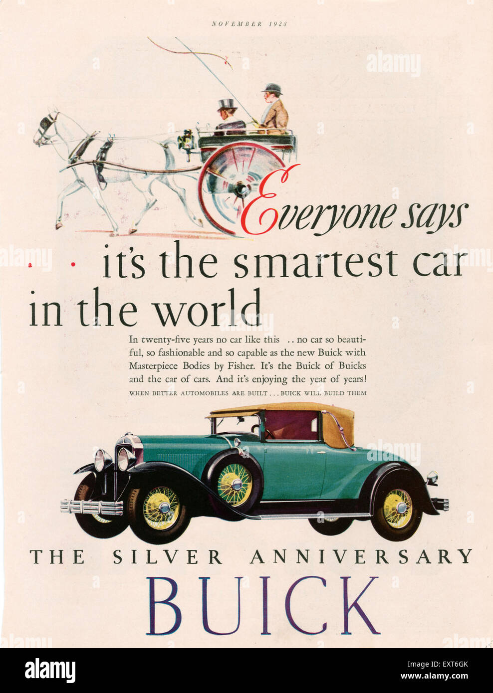 1920s USA Buick Division Of General Motors Magazine Advert Stock Photo ...