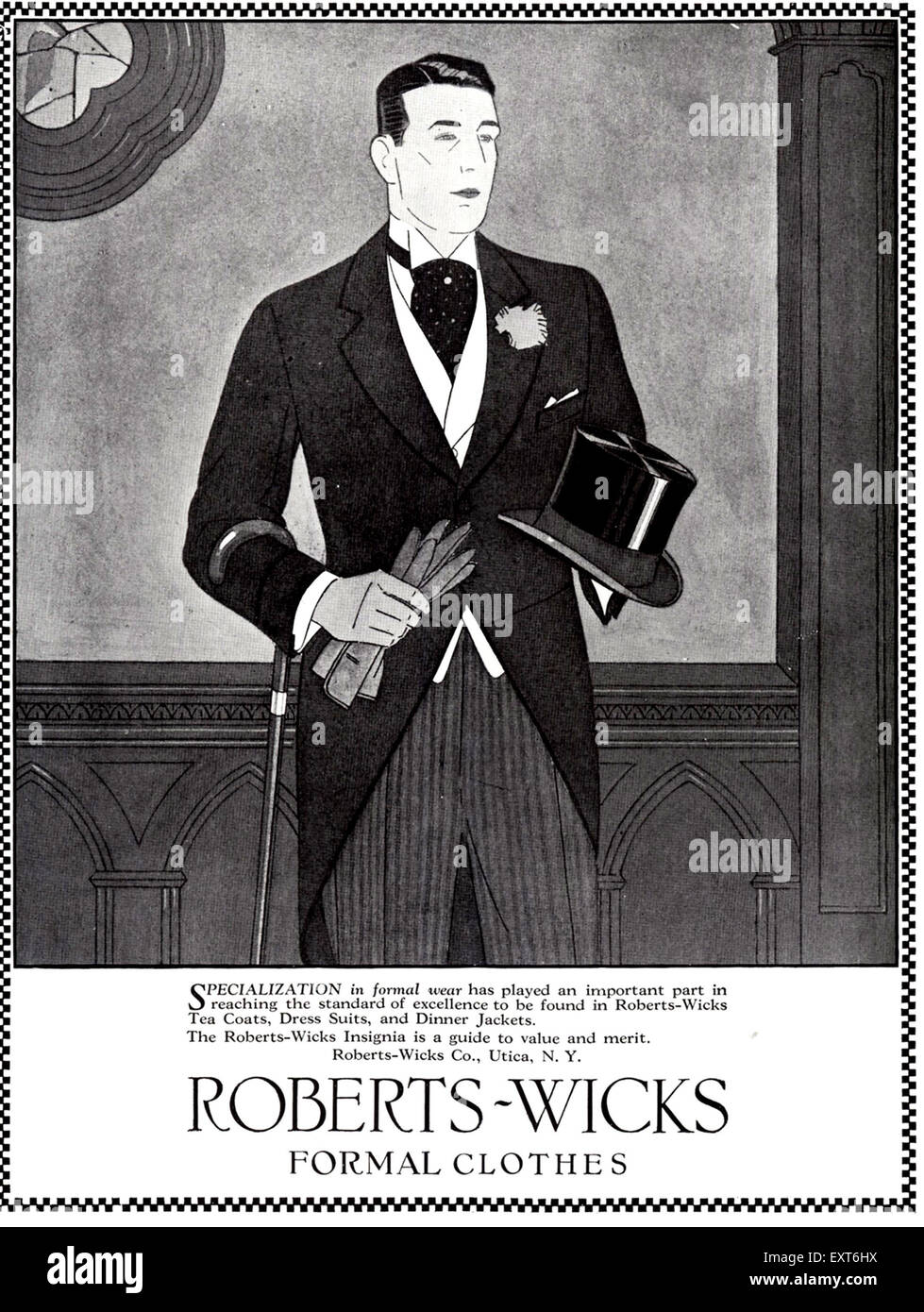 1920s USA Roberts Wicks Magazine Advert Stock Photo - Alamy