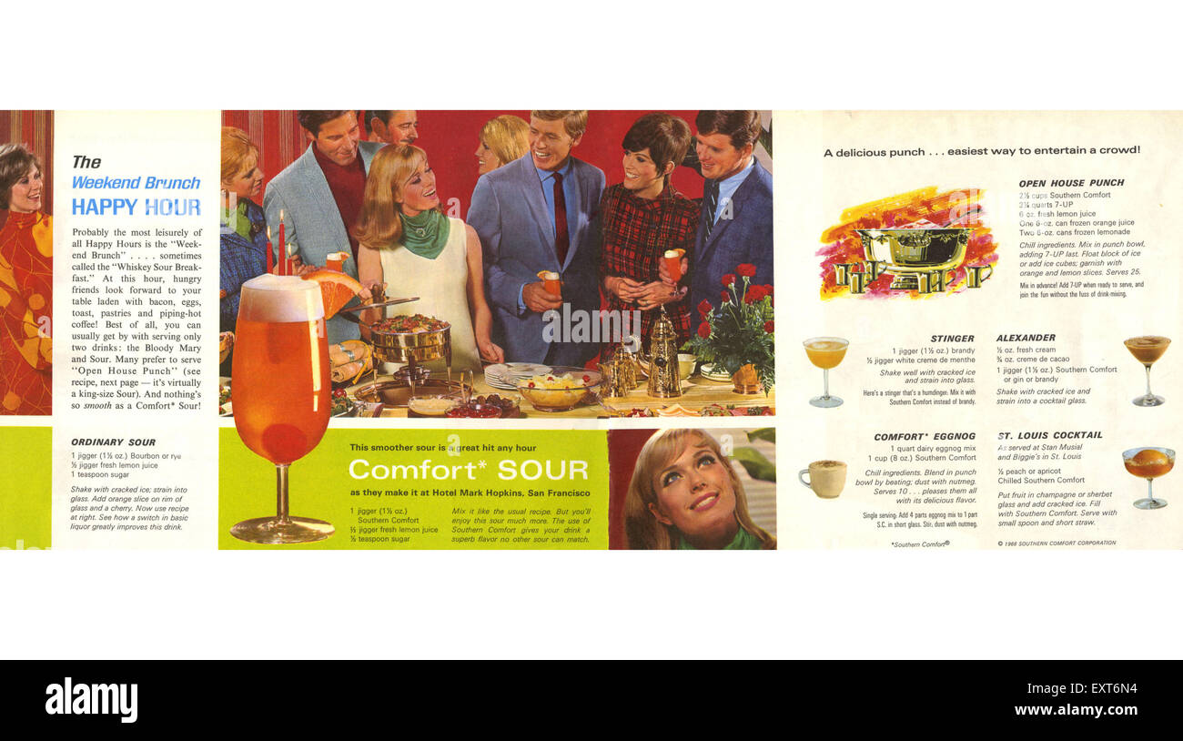1960s USA Southern Comfort Happy Hour Barguide Magazine Advert Stock ...