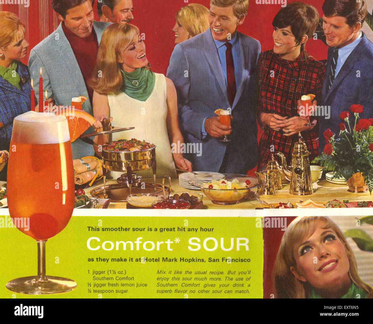 1960s USA Southern Comfort Happy Hour Barguide Magazine Advert Stock ...