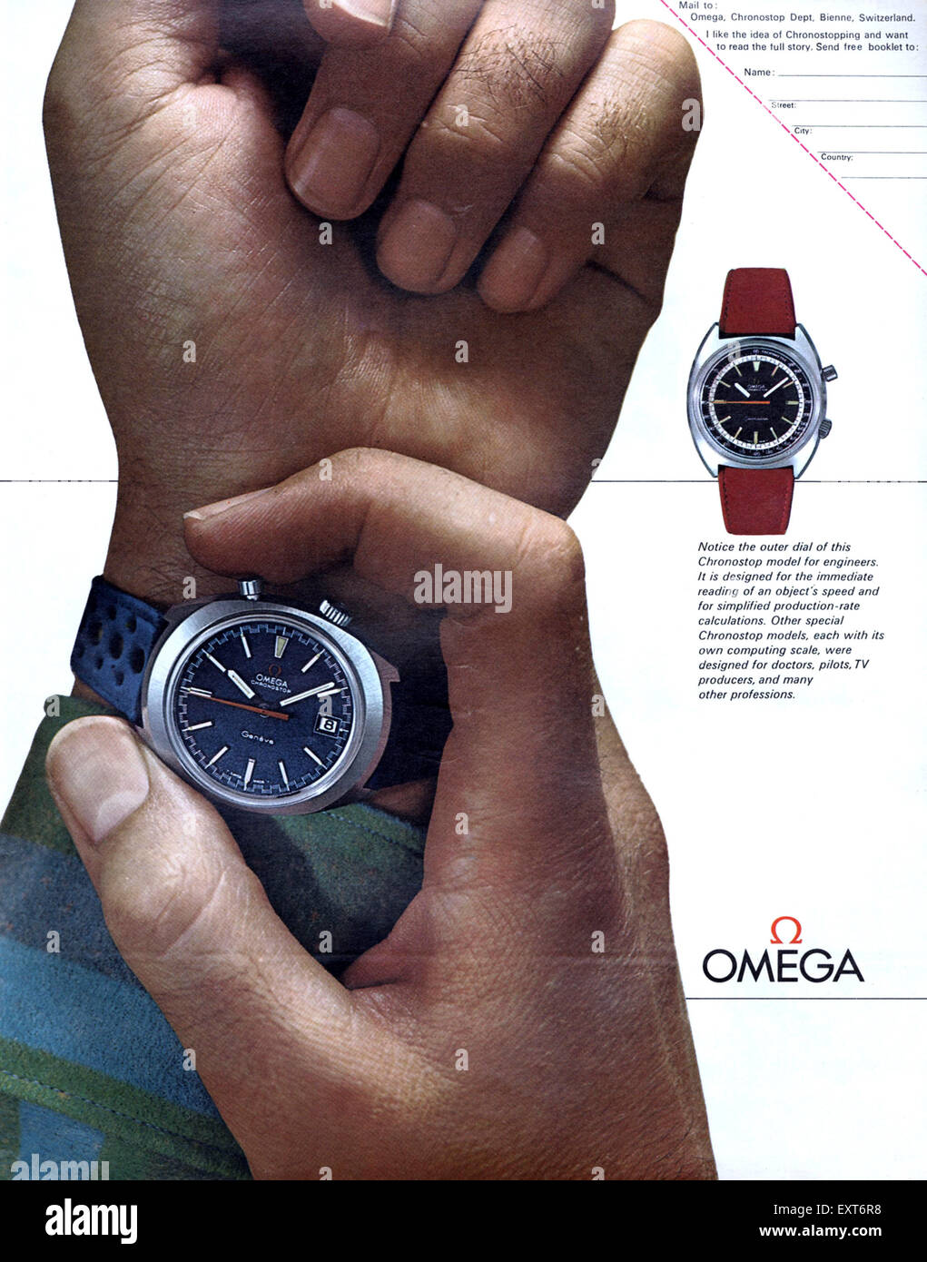 1960s UK Omega Magazine Advert Stock Photo - Alamy