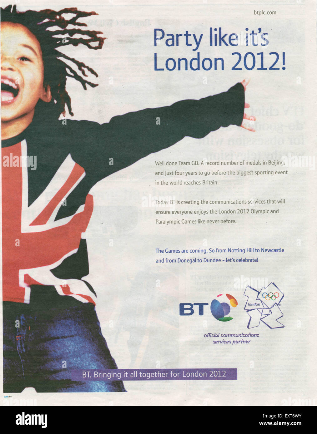 2000s UK BT Newspaper Advert Stock Photo - Alamy