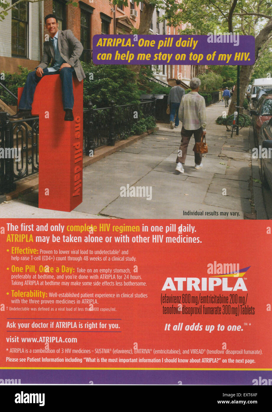 2000s USA Atripla Magazine Advert Stock Photo - Alamy