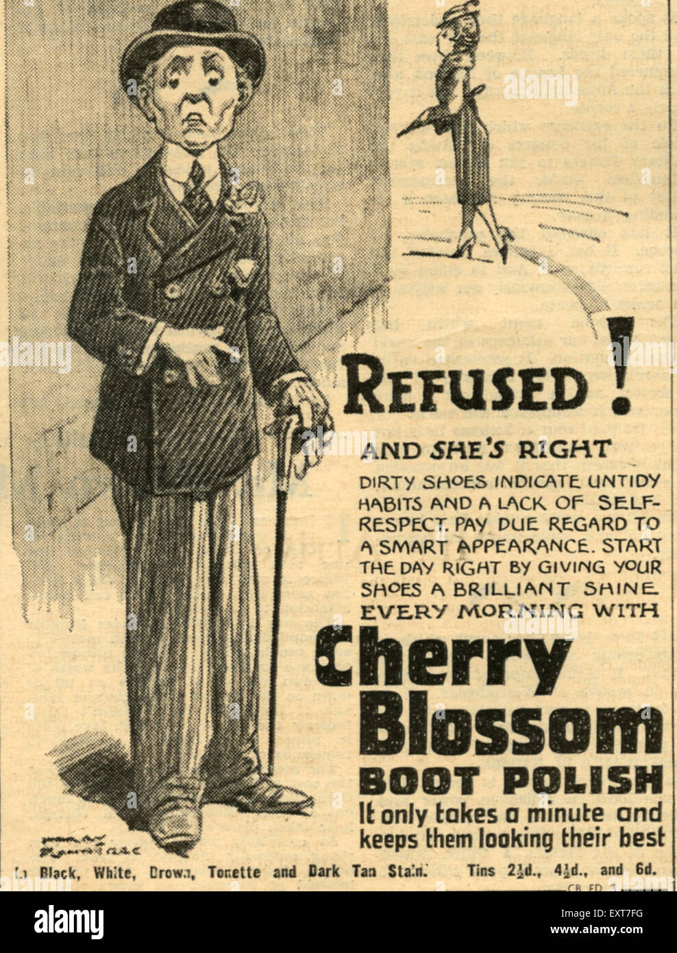 1930s UK Cherry Blossom Newspaper Advert Stock Photo - Alamy